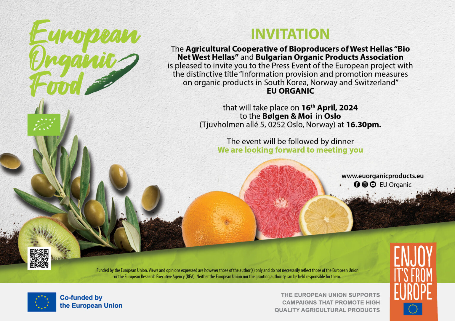 Invitation: Press Event, Oslo 16th April 2024 - EU ORGANIC